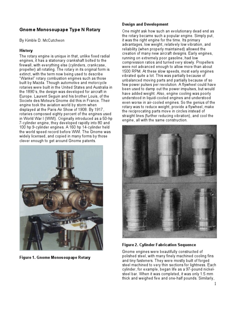 Gnome Monosoupape Rotary Engine Overview | PDF | Internal Combustion ...