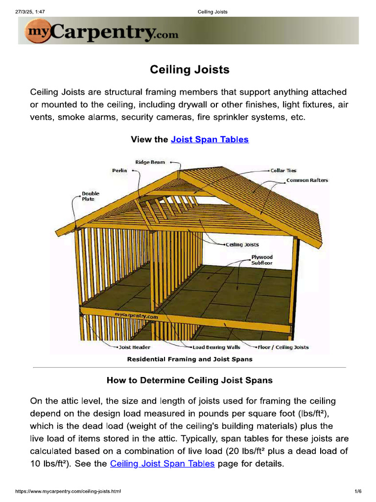 03 Framing A Ceiling Joists | PDF