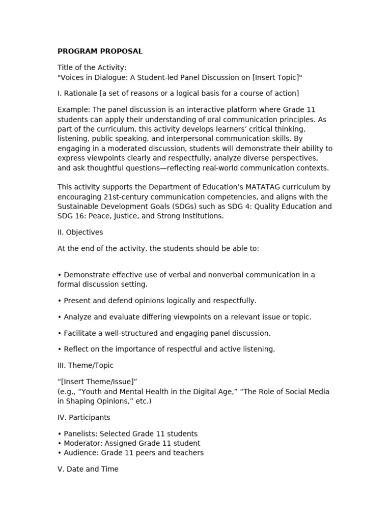 Student-led Panel Discussion Proposal | PDF | Communication | Learning