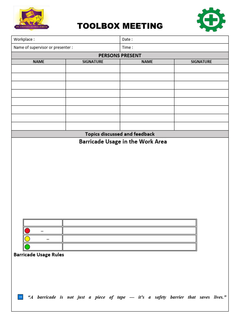 Barricade Usage in The Work Area | PDF