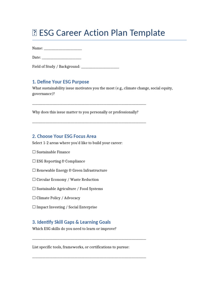 ESG Action Plan Template DwiAndi | PDF