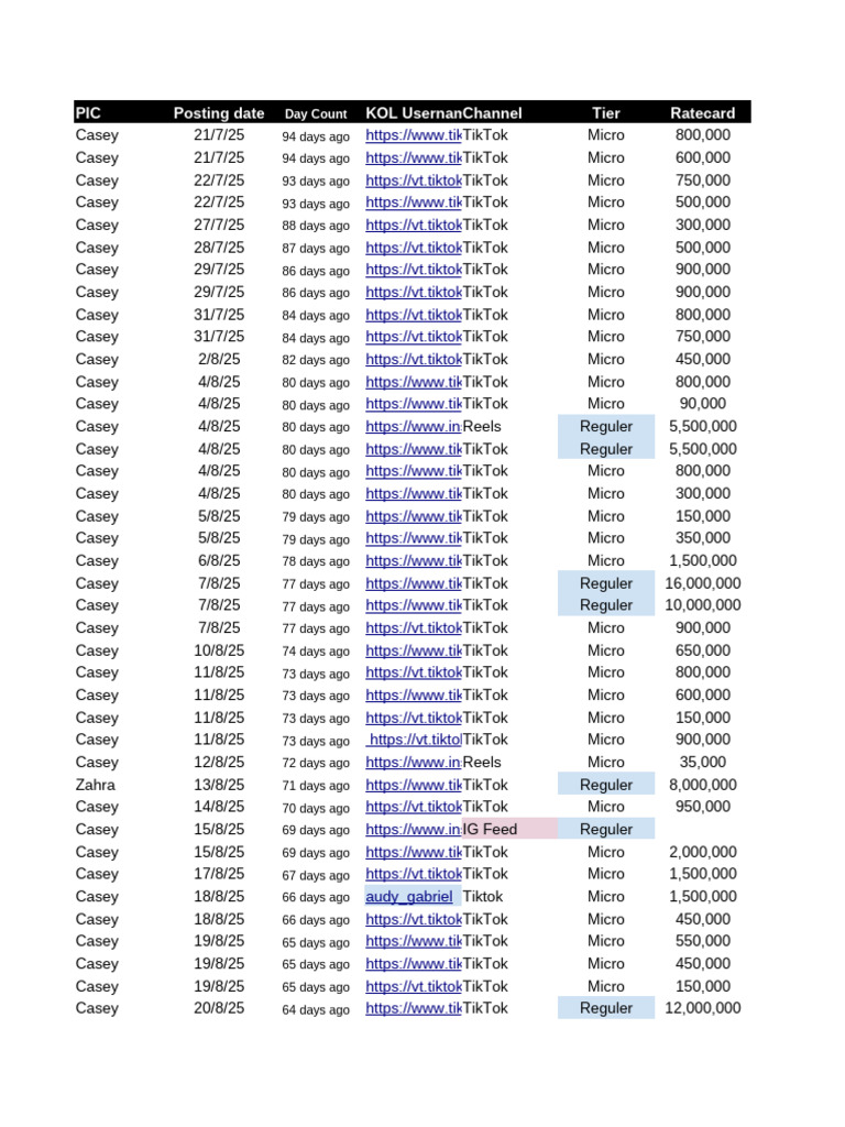 KOL Test Results for TikTok Influencers | PDF