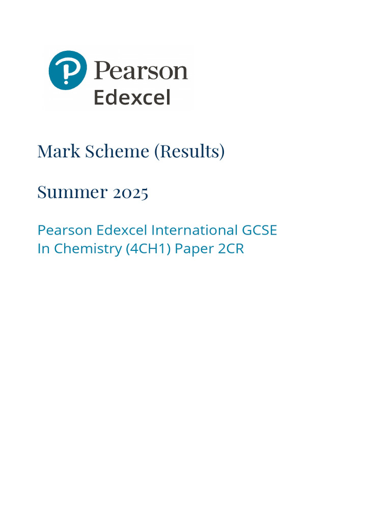 Edexcel Chemistry Mark Scheme 2025 | PDF | Ionic Bonding | Sodium
