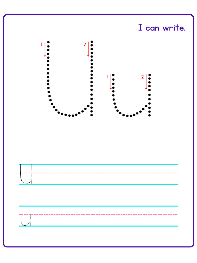 I Can Write 'U' Handwriting Worksheet | PDF