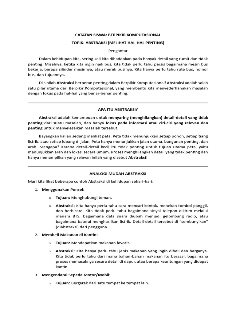 Contoh Abstraksi dalam Kehidupan Sehari-hari | PDF