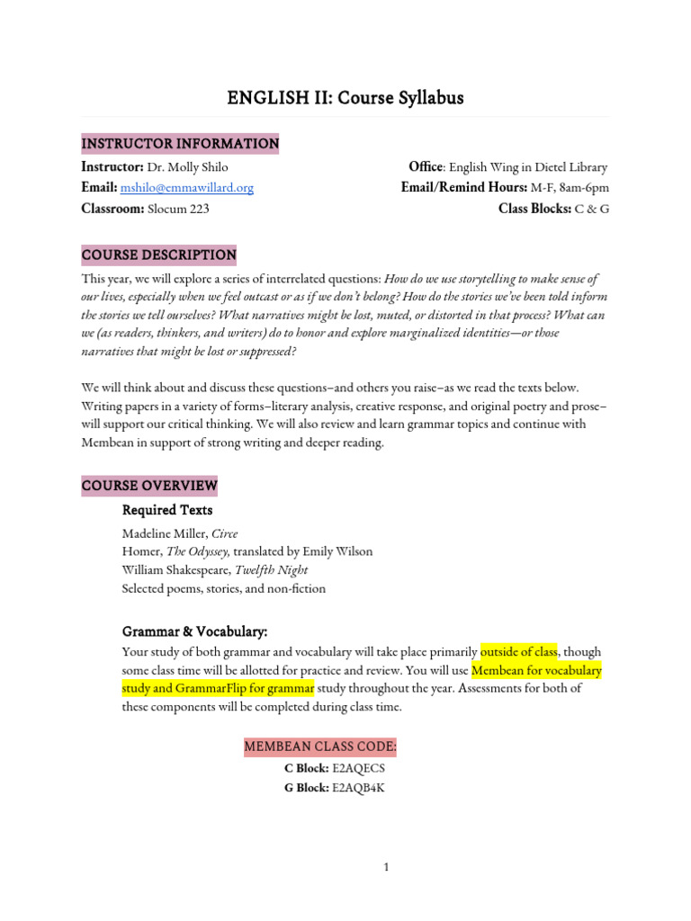 English II Course Syllabus Overview | PDF | Plagiarism