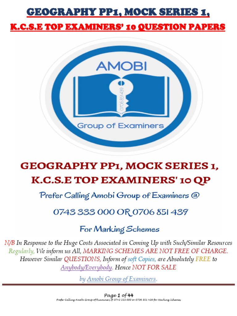 Geog PP1 M-S1 Kcse E-P 10-QP | PDF | Rock (Geology) | Desert