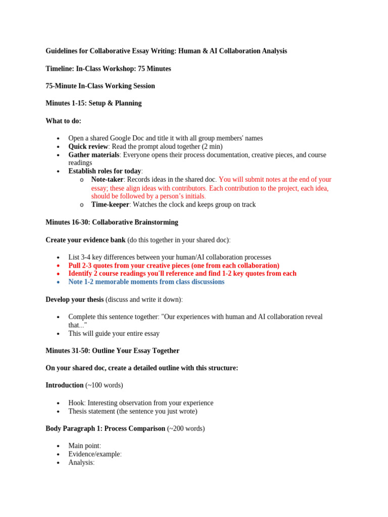 Guidelines For Collaborative Essay Writing | PDF | Proofreading | Essays