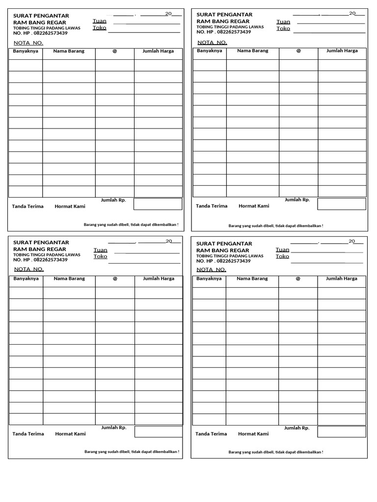 Nota Pembelian dan Kebijakan Retur | PDF