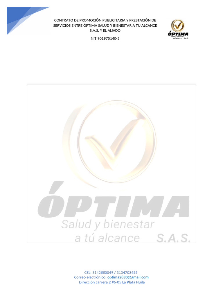Contrato de Publicidad Óptima Salud | PDF