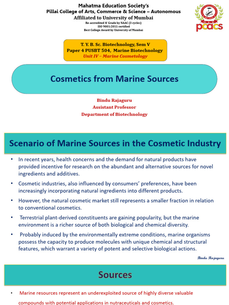 Marine Sources in Cosmetic Industry | PDF | Cosmetics