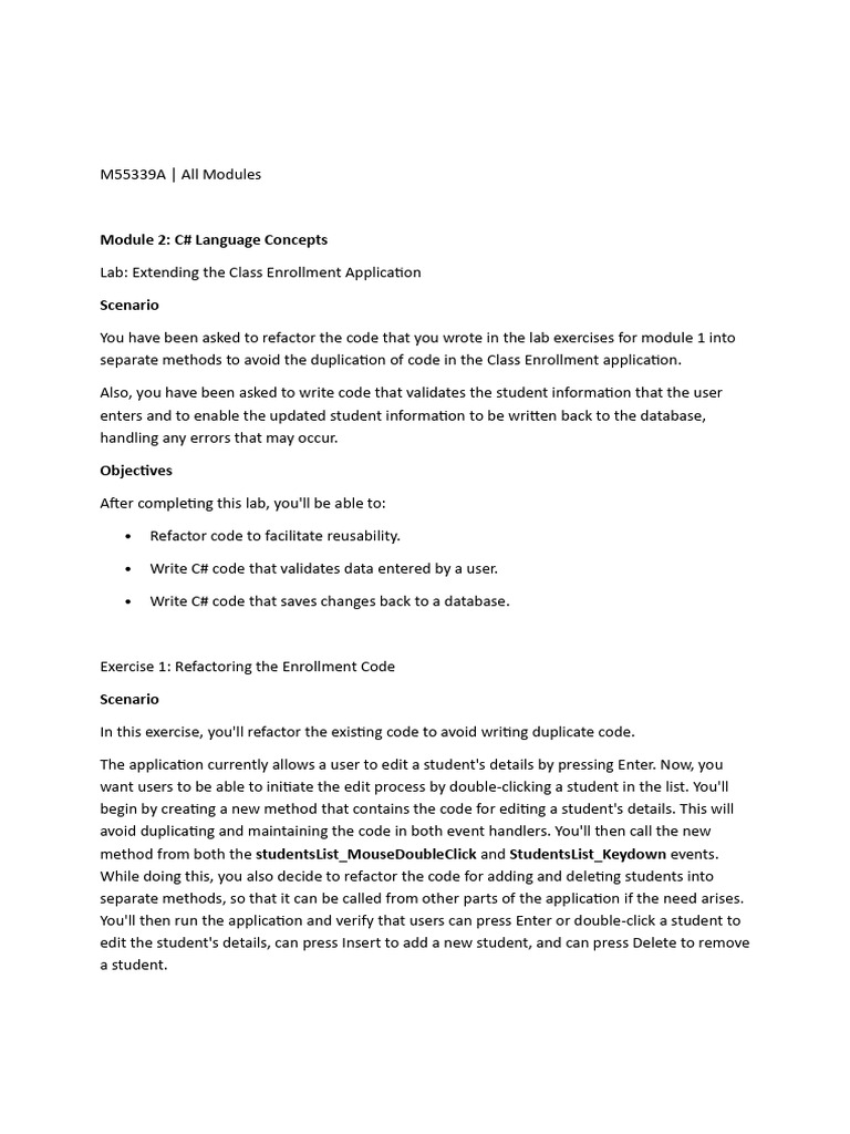 Module02 C#Programming55339 | PDF | Databases | Computer Programming