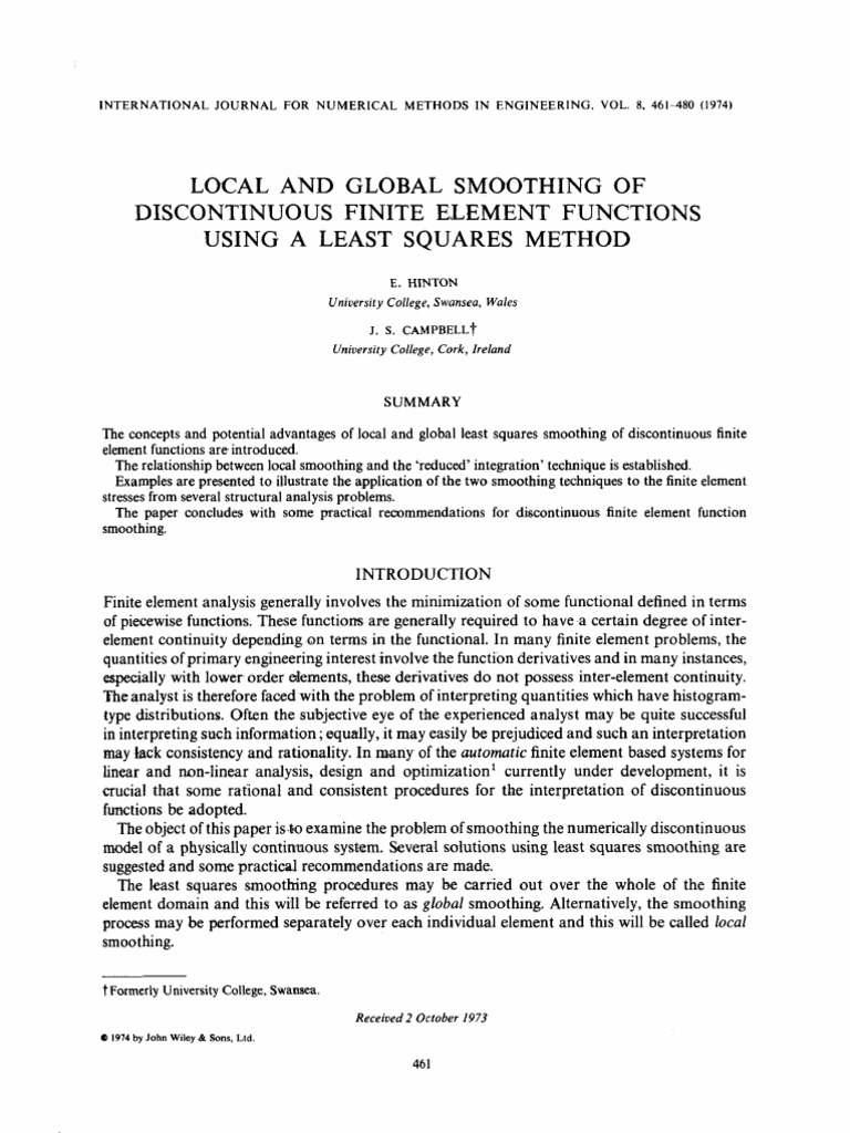 Local and Global Smoothing of Discontinuous Finite Element Function Using A Least Squares Method ...