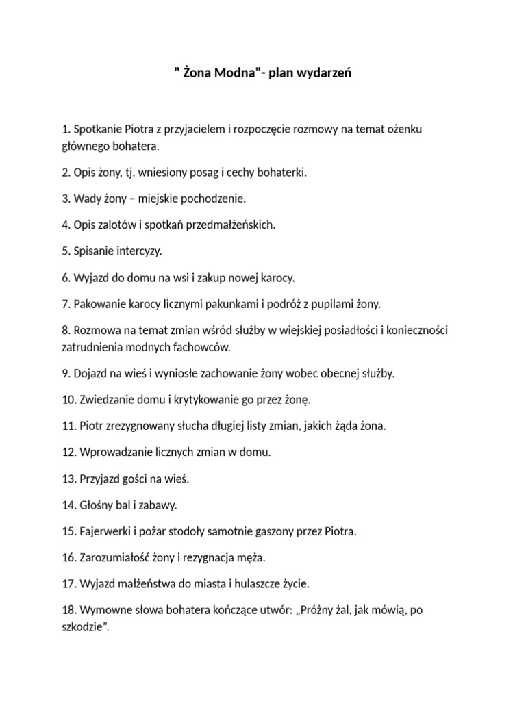 Żona Modna - Plan Wydarzeń | PDF