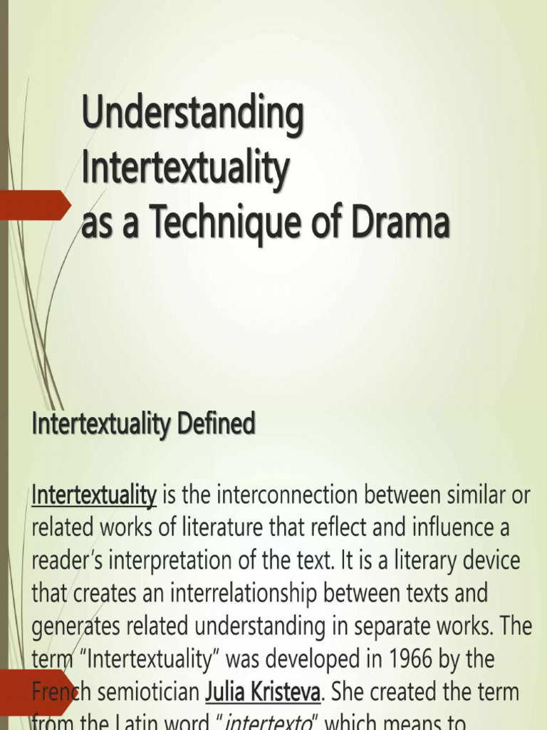 Understanding Intertextuality As A Technique of Drama | PDF