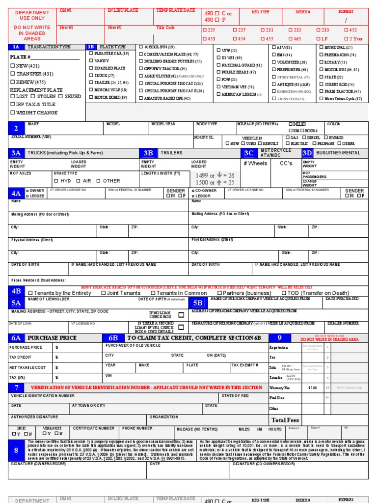DMV-VD119-Vehicle Reg Tax Title App | PDF | Concurrent Estate | Fee