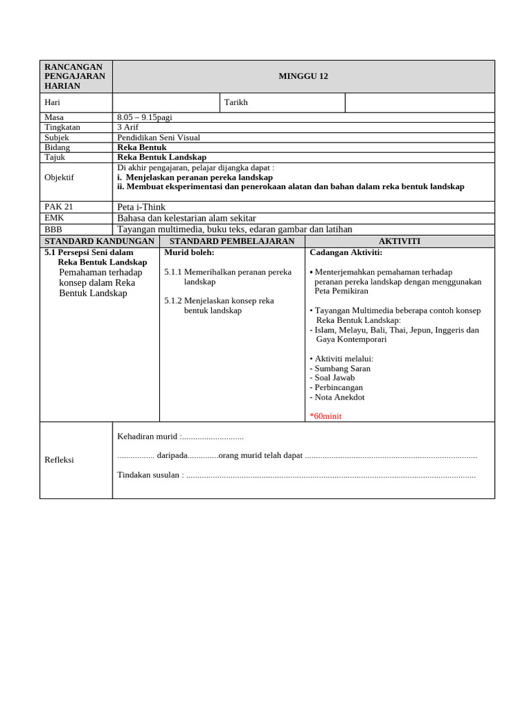 RPH Reka Bentuk Landskap | PDF