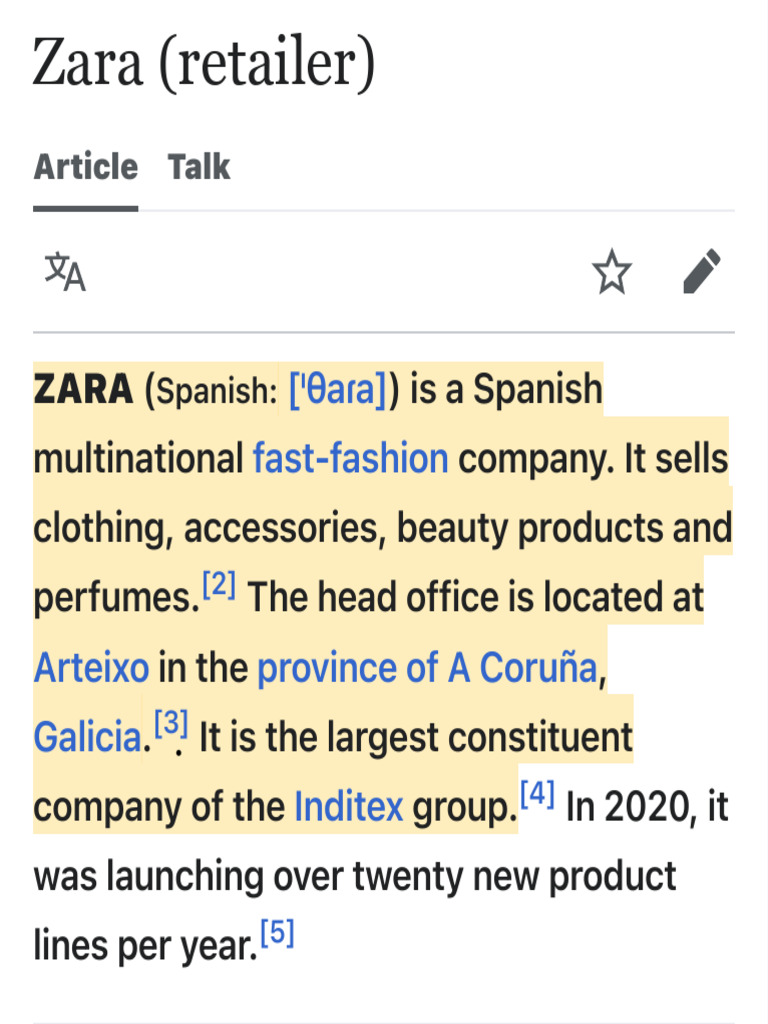Zara (Retailer) - Wikipedia | PDF