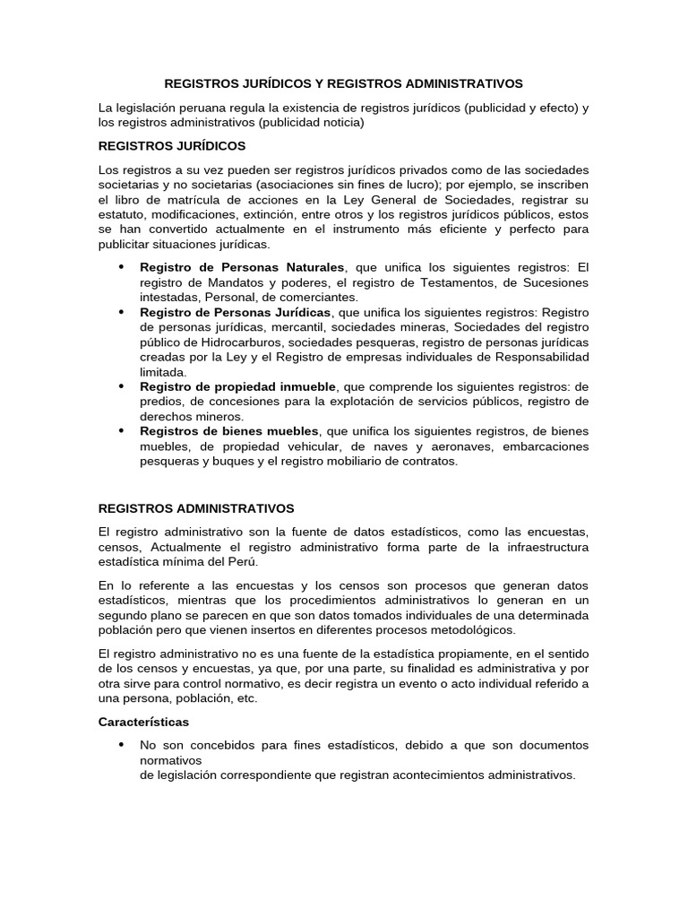 Registros Jurídicos y Administrativos en Perú | PDF | Justicia | Crimen ...