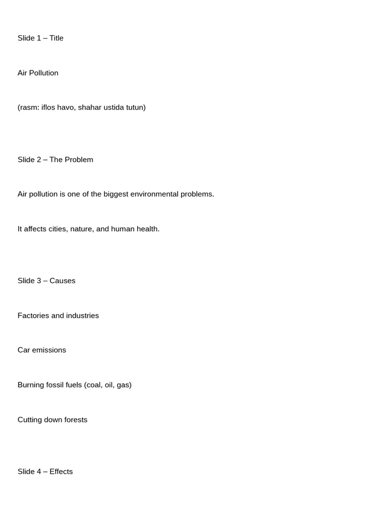 Air Pollution: Causes, Effects, Solutions | PDF
