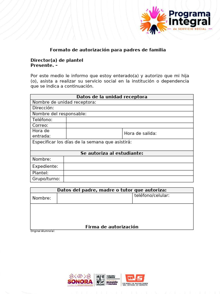 Formato Nva Plant Autorizacion de Padres 24-25 | PDF