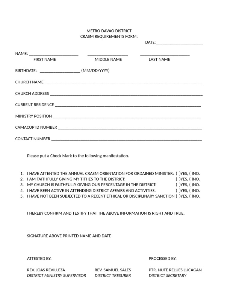 CRASM Application Requirements Form | PDF