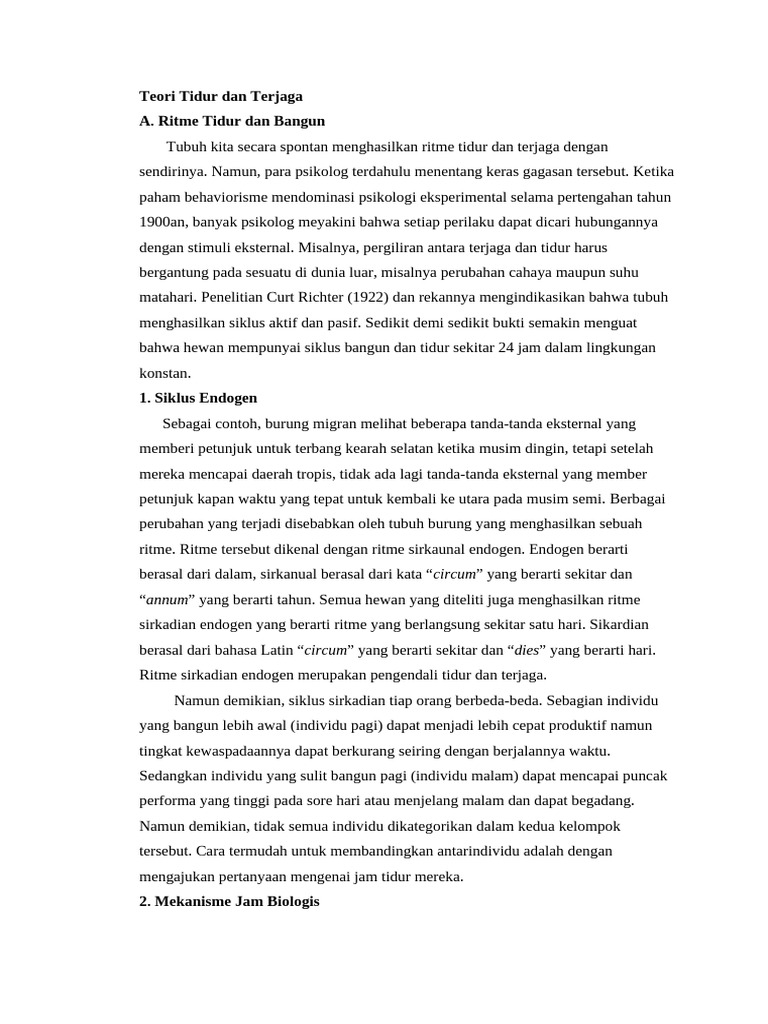 Teori Tidur Dan Terjaga | PDF