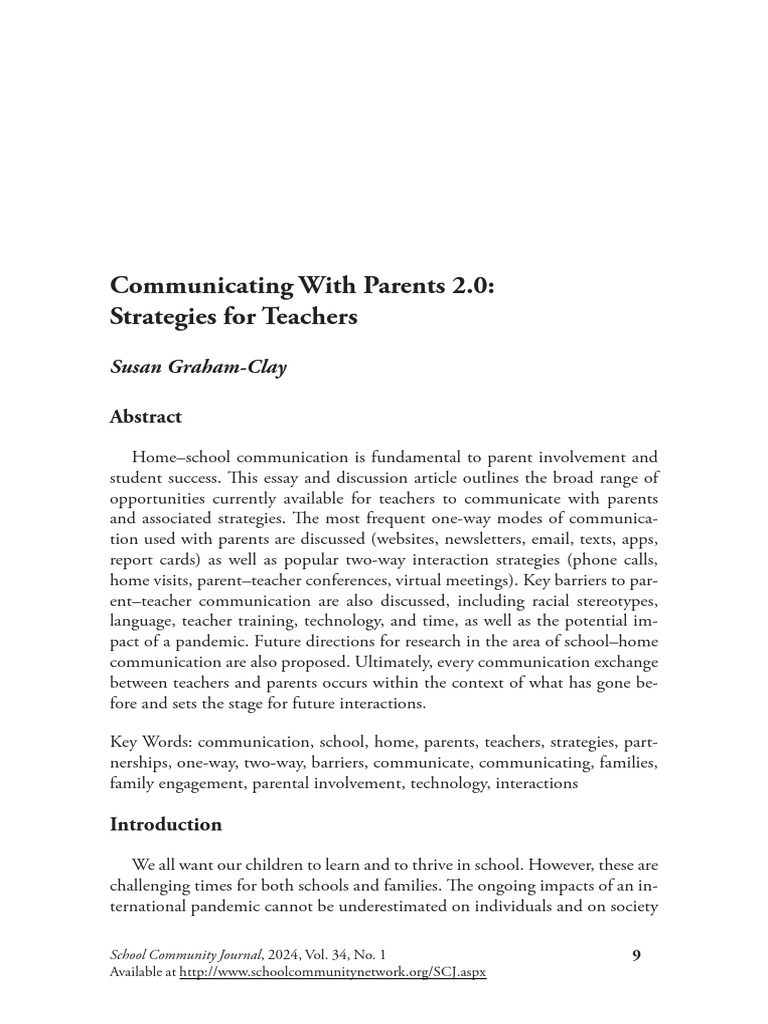 Effective Parent-Teacher Communication Strategies | PDF | Text ...