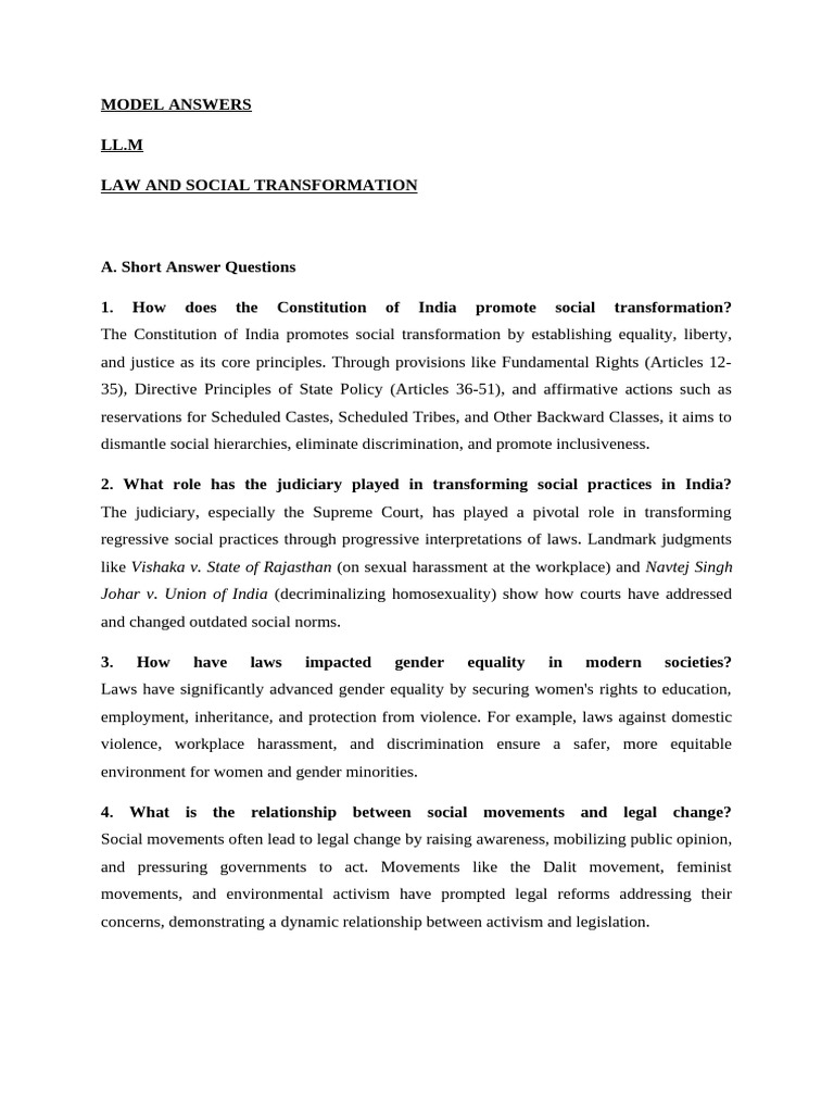 Law and Social Transformation in India | PDF | Gender Equality | Gender ...