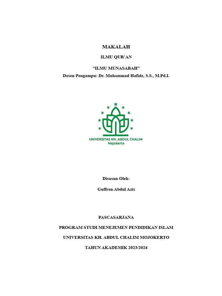 Memahami Ilmu Munasabah dalam Al-Qur'an | PDF