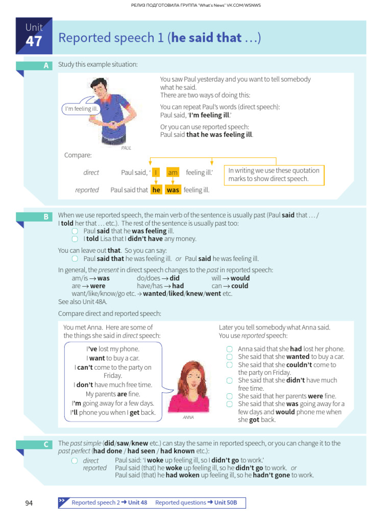 4A File 8B Reported Speech Sentences and Questions Exercises 5 | PDF