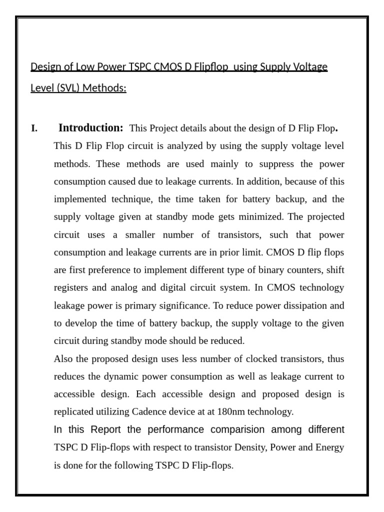 Low Power TSPC D Flip-Flop Design | PDF | Cmos | Electronic Circuits