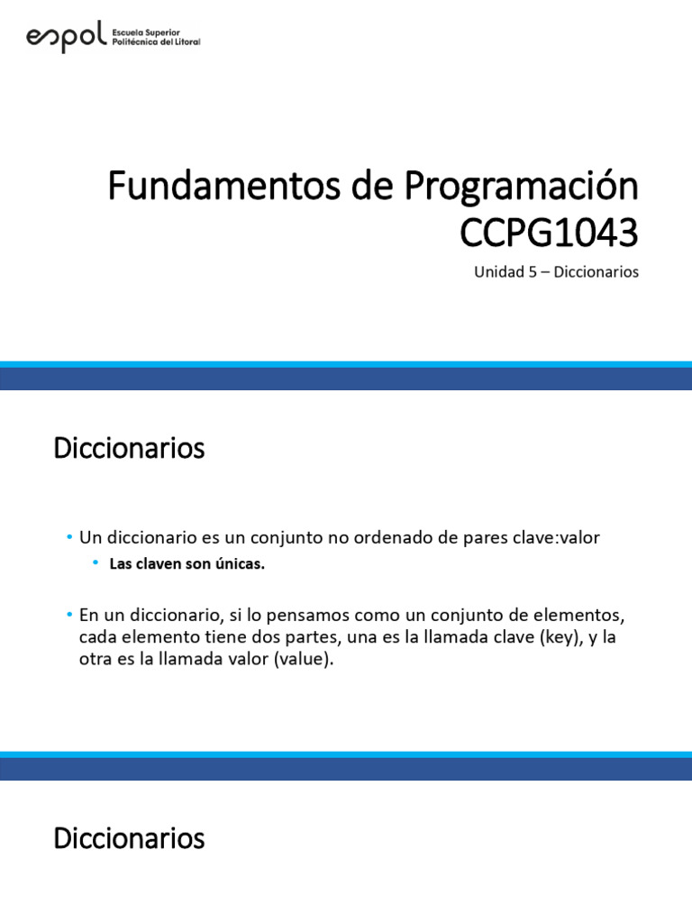 Unidad 5 - Diccionarios | PDF | Python (lenguaje de programación ...