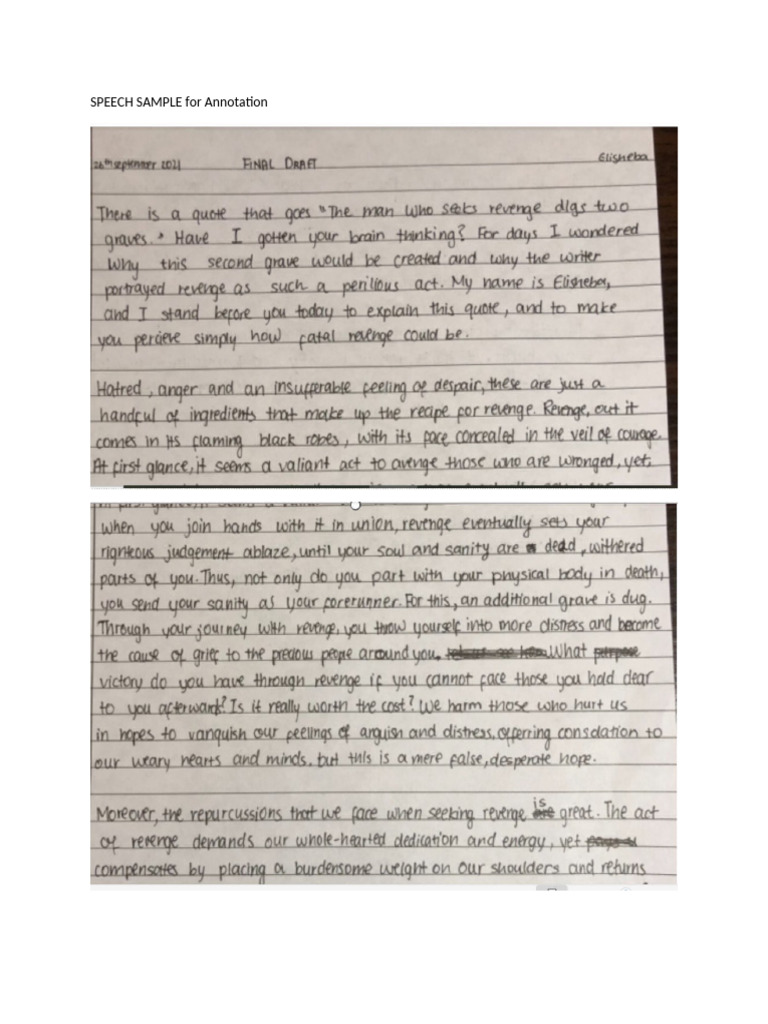Year 9 Speech Sample For Annotation | PDF
