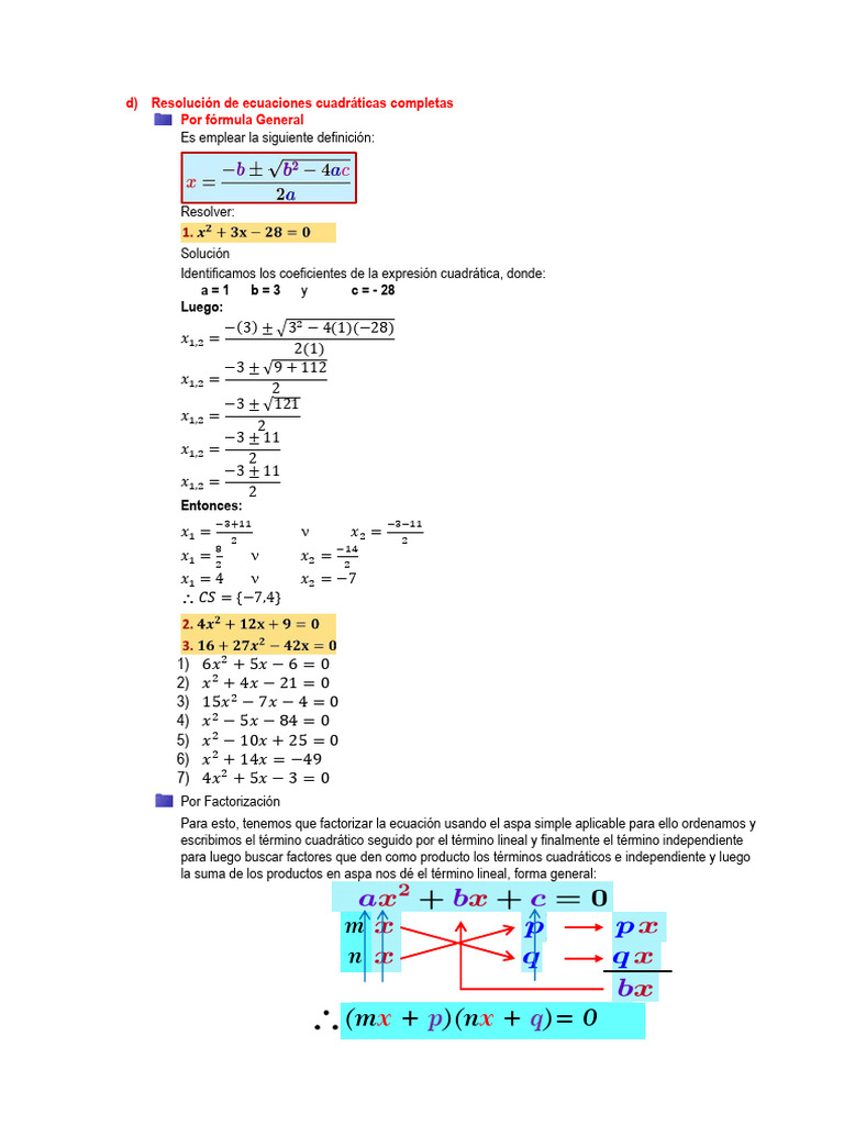 8.1 Ec Cuadráticas Última Actividad 3ro A | PDF | Factorización ...