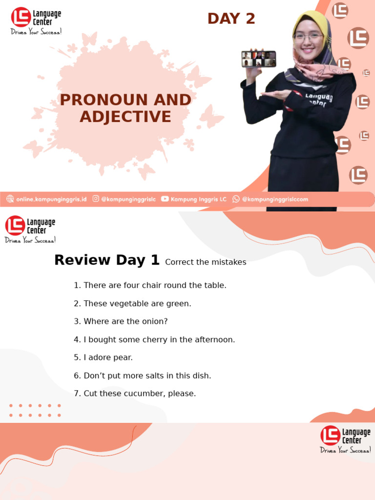 DAY 2. Pronoun and Adjective | PDF | Pronoun | Adjective