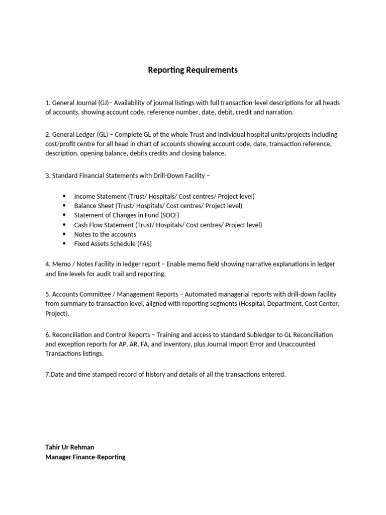 Comprehensive Financial Reporting Guidelines | PDF