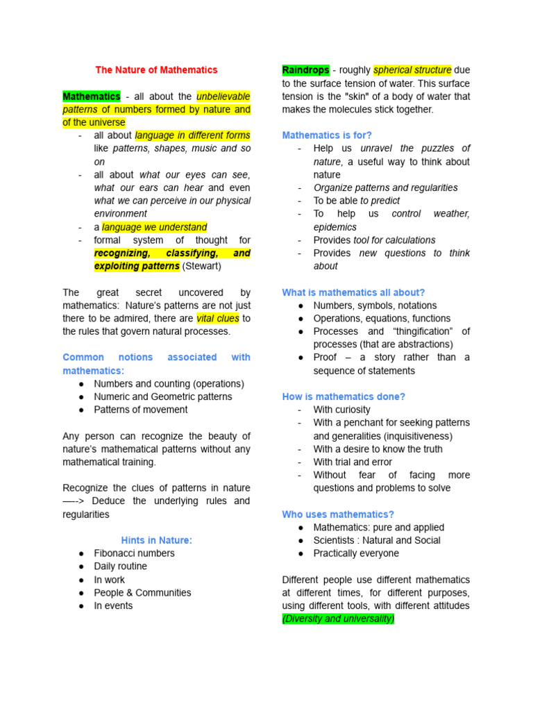Patterns of Mathematics in Nature | PDF | Pattern | Symmetry