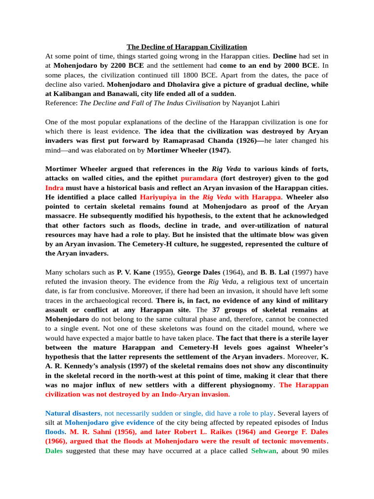 Causes of Harappan Civilization Decline | PDF | Earth Sciences