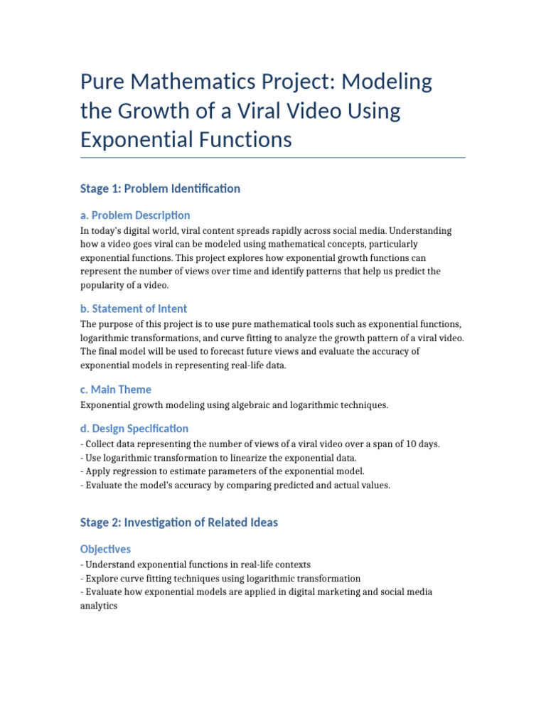 Viral Video Exponential Model Updated | PDF | Mathematics | Exponential ...