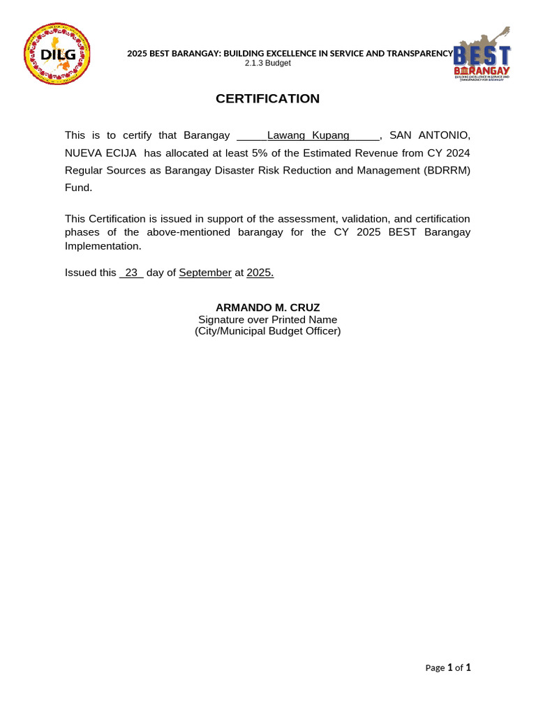 2.1.3 Certification - Mbo1 | PDF