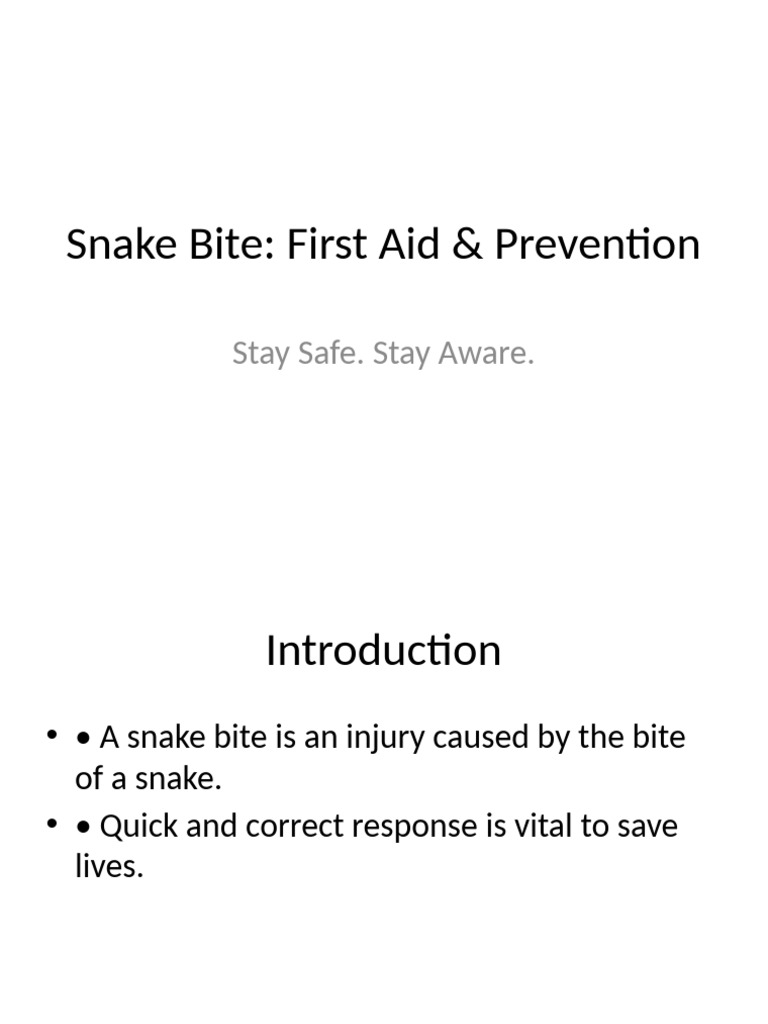 Snake Bite First Aid & Prevention Guide | PDF