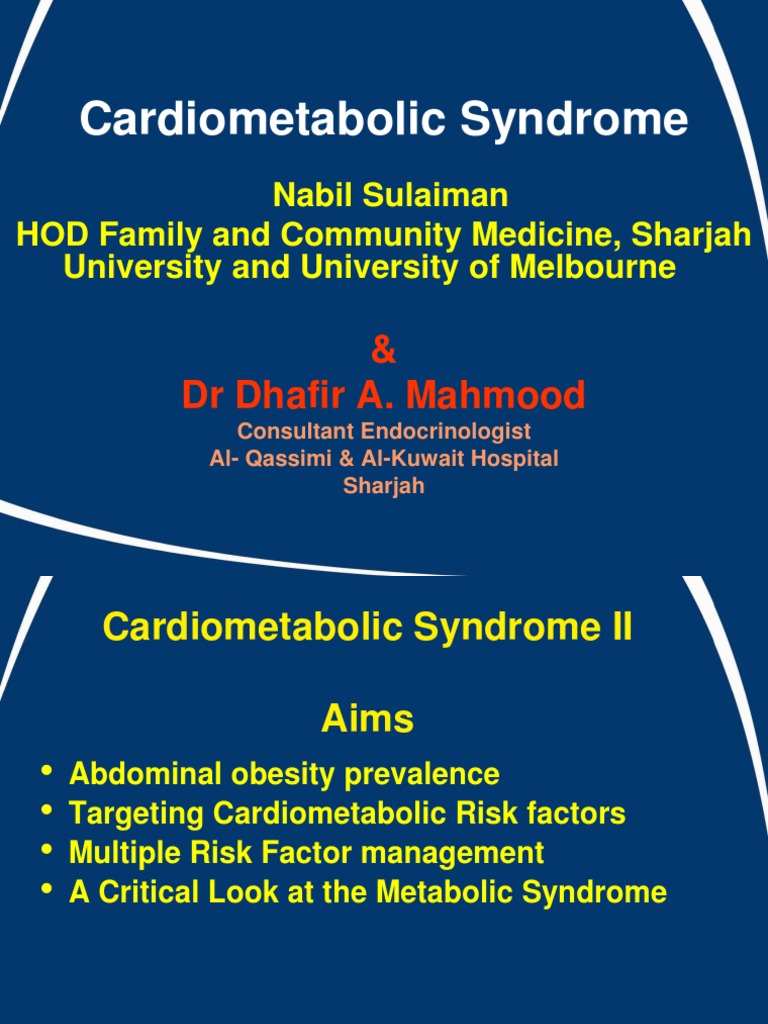 Cardiometabolic Syndrome: & DR Dhafir A. Mahmood | PDF | Diabetes ...