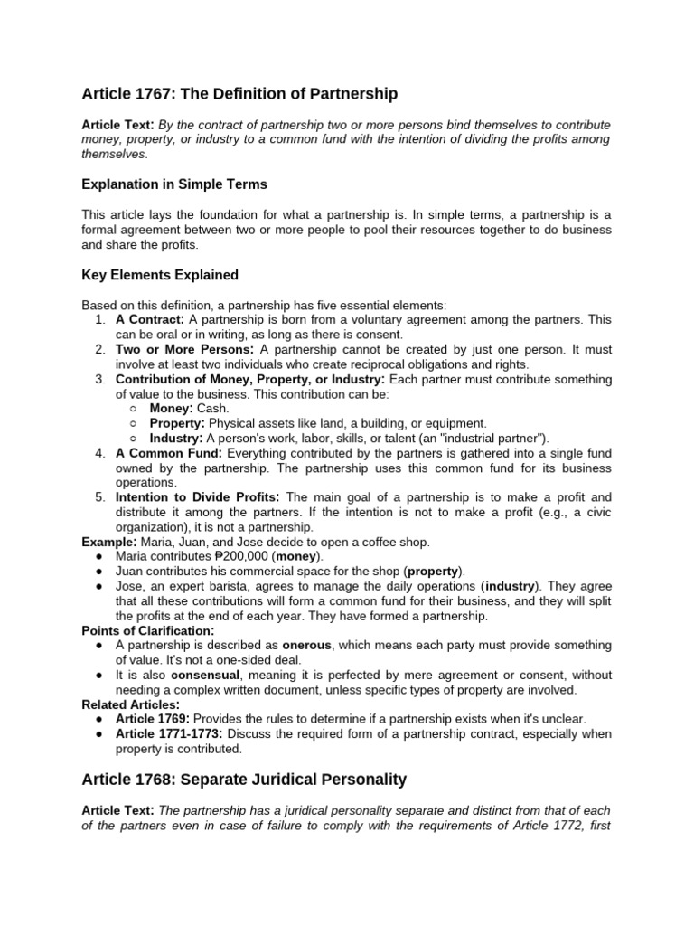CHAPTER 1 Article 1767 1783 | PDF | Partnership | Marriage