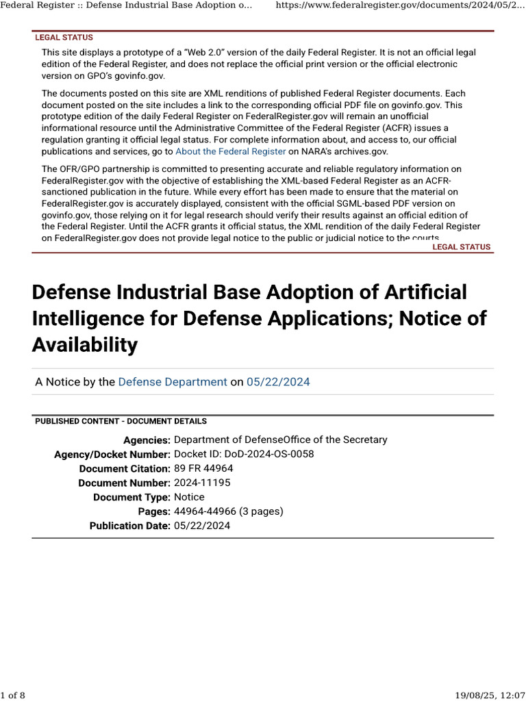 Prototype Daily Federal Register XML | PDF | Federal Register | Public ...