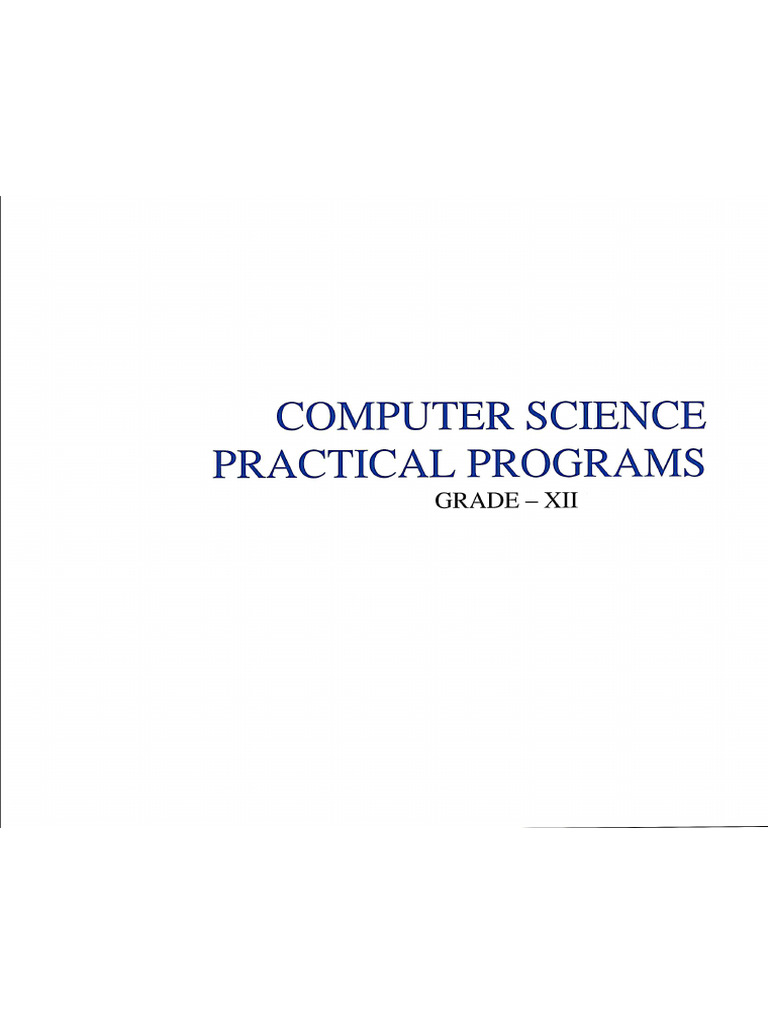 Grade 12 Computer Science Lab Manual | PDF