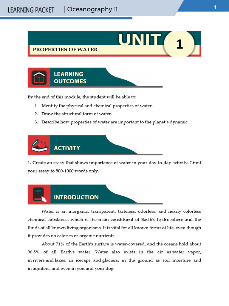 MODULE-1-Properties of Water | PDF | Chemical Polarity | Water