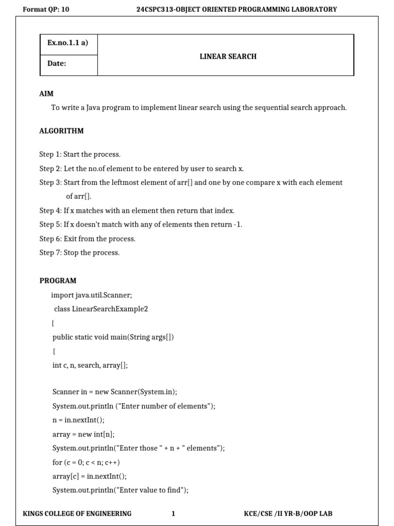 24cspc313 - Oops Lab Manual | PDF | Queue (Abstract Data Type) | Computer Programming