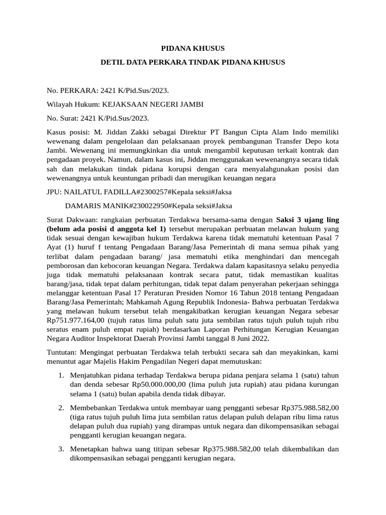 Surat Dakwaan Kel 1 | PDF