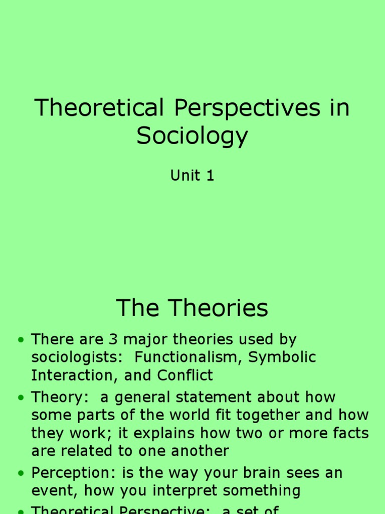 Theoretical Perspectives in Sociology: Unit 1